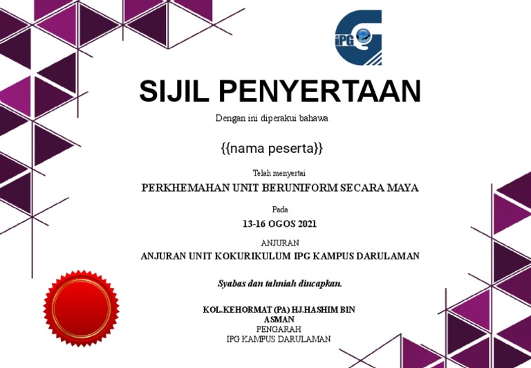 Contoh Template Sijil | PDF