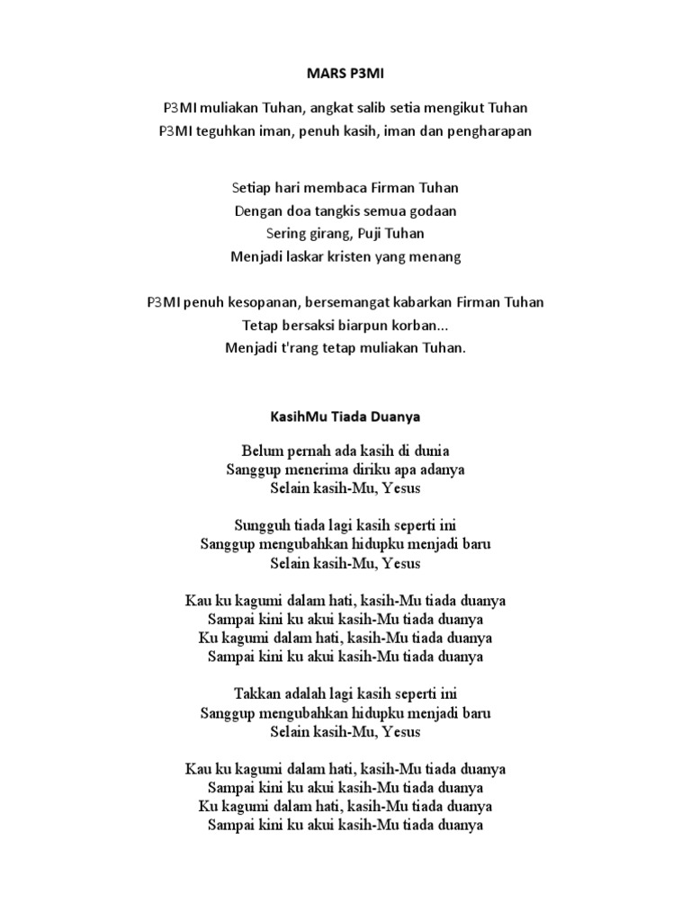 Lirik dan Makna Mars P3MI | PDF