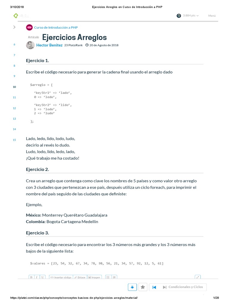 Resolución de ejercicios prácticos sobre el uso de arreglos en PHP | PDF | Estructura de datos ...