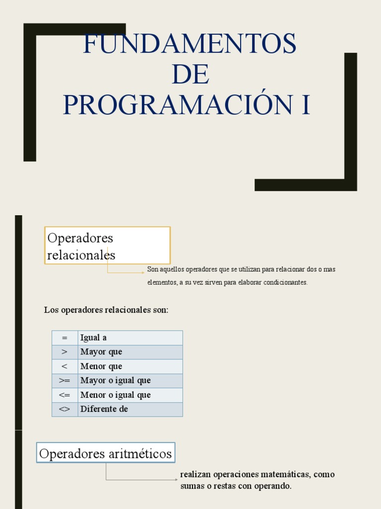 Operadores Relacionales | PDF