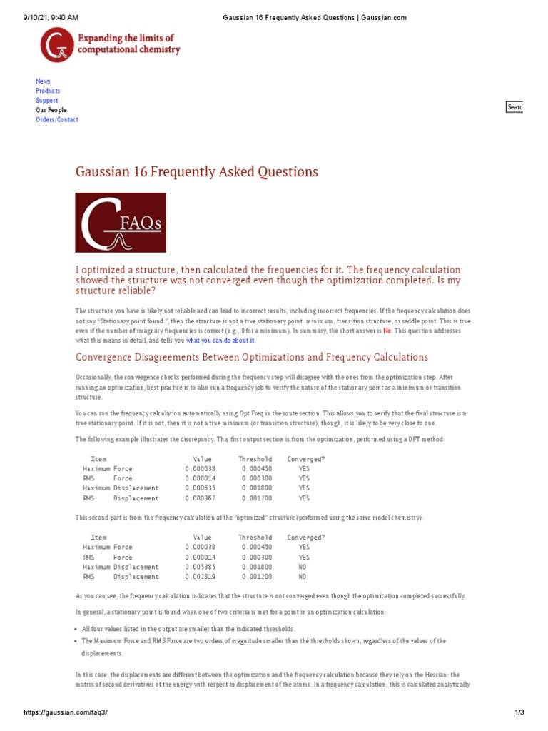 Gaussian 16 Convergence FAQs | PDF | Density Functional Theory ...