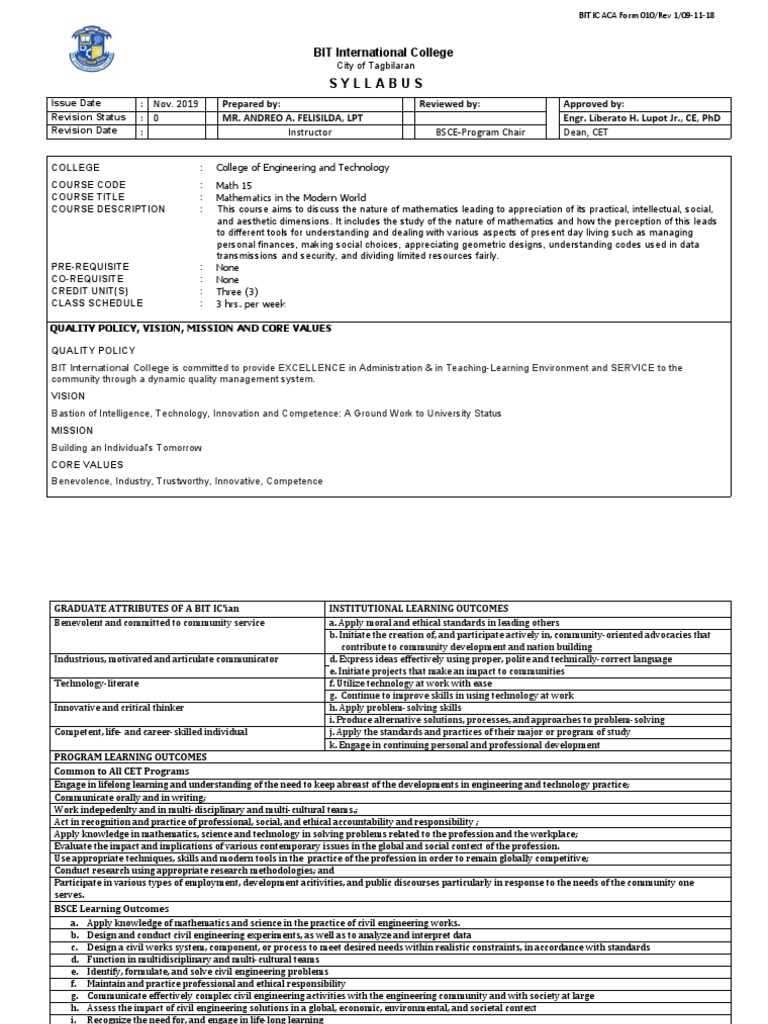 MATH-15-New-Syllabus 2020-2021 | Download Free PDF | Statistics | Reason