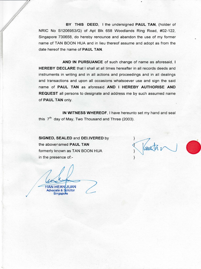 Deed Poll Name Change Declaration | PDF