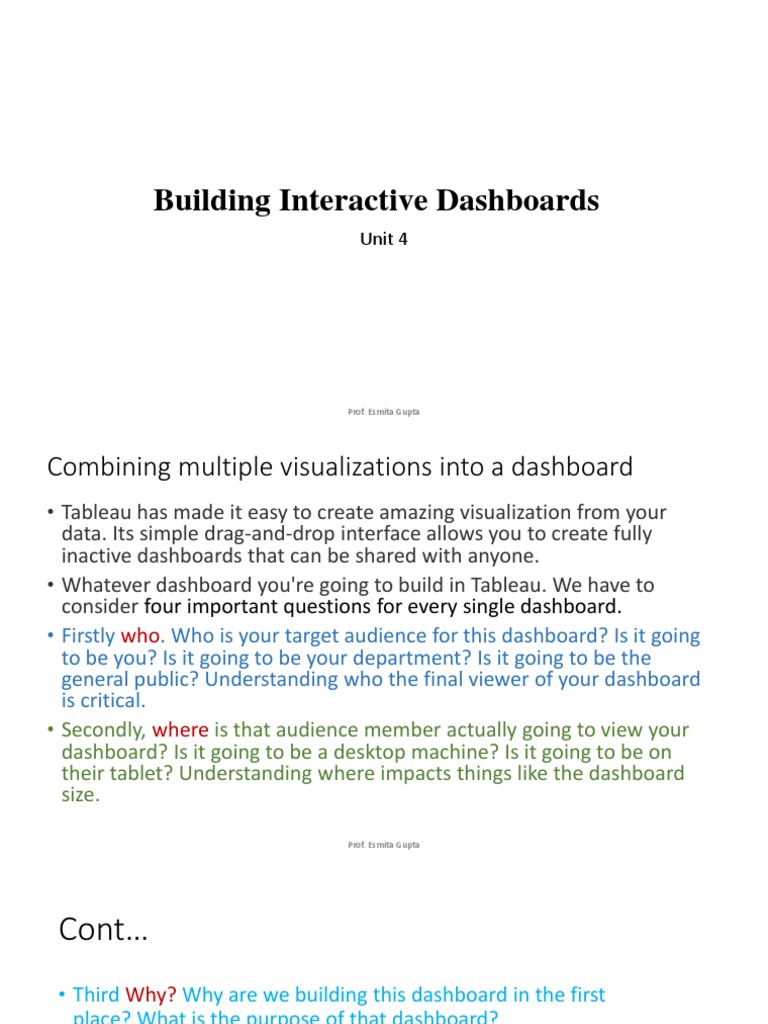 Building Interactive Dashboards: Unit 4 | PDF | Software | Computing