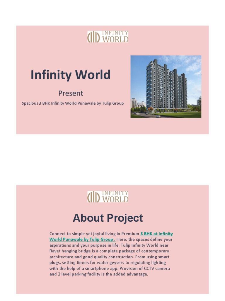 3 BHK Infinity World Punawale by Tulip Group | PDF