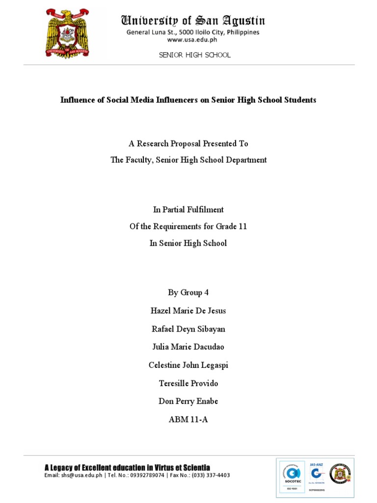 Influence of Social Media Influencers On Senior High School Students ...