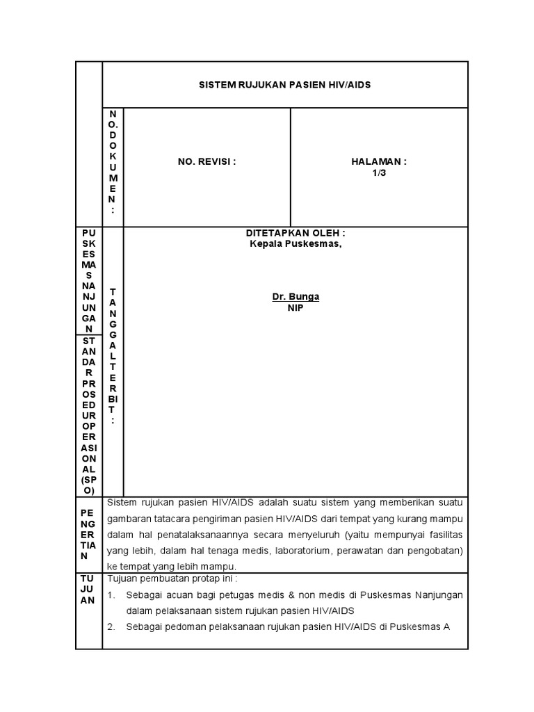 SOP Sistem Rujukan HIV AIDS | PDF