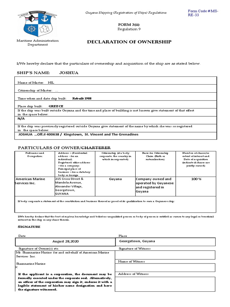 Fast Wil Declaration of Ownership | PDF | Government And Personhood ...