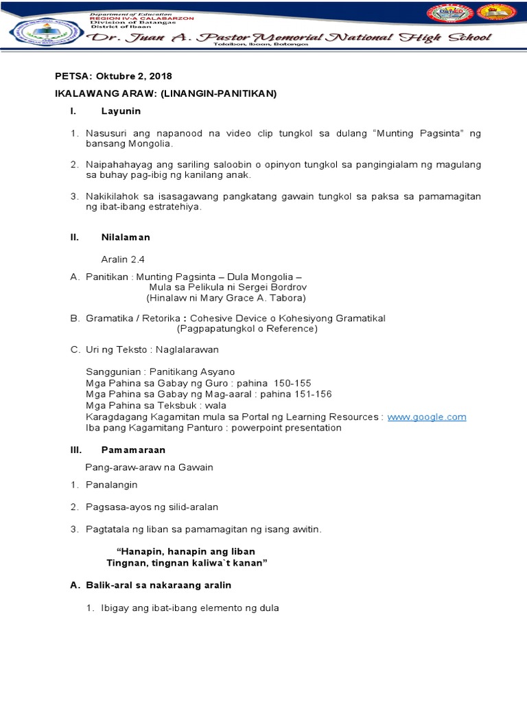 Munting Pagsinta | PDF