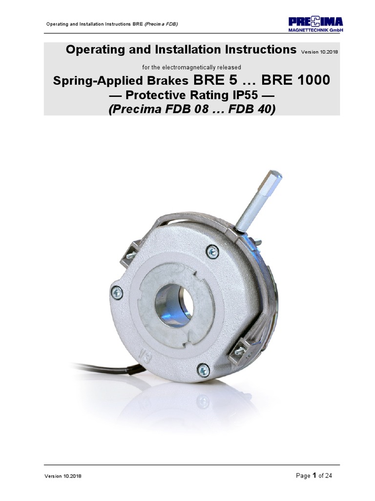 BRE 5 BRE 1000: Operating and Installation Instructions Spring-Applied ...