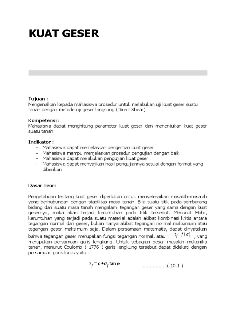 Kuat Geser | PDF | Sains & Matematika