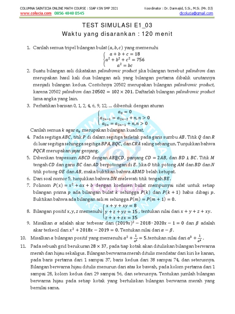 Test Simulasi E1 - 03 | PDF