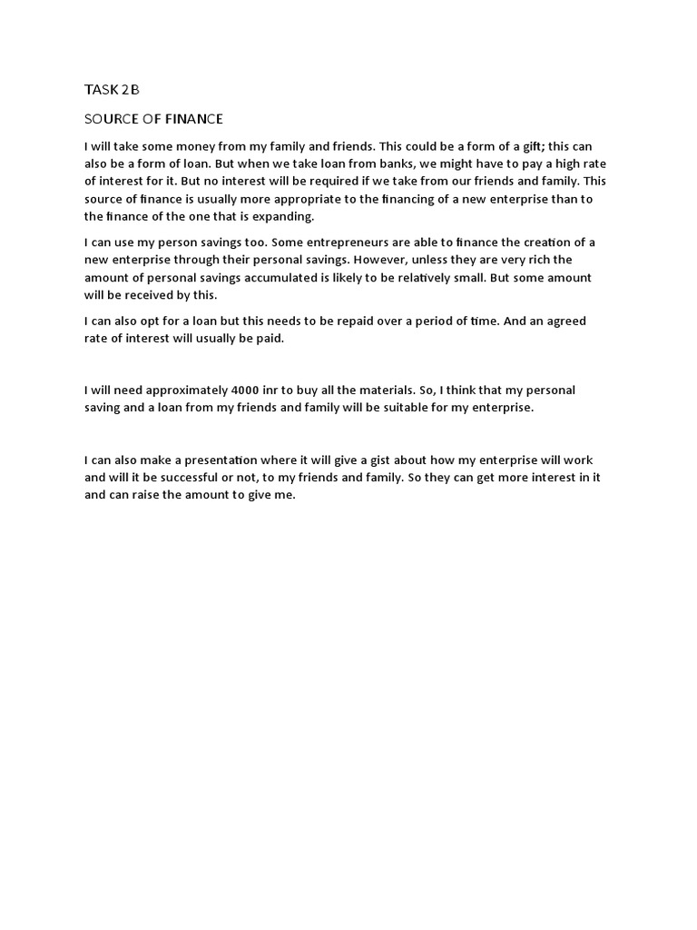 Task 2B Source of Finance | PDF