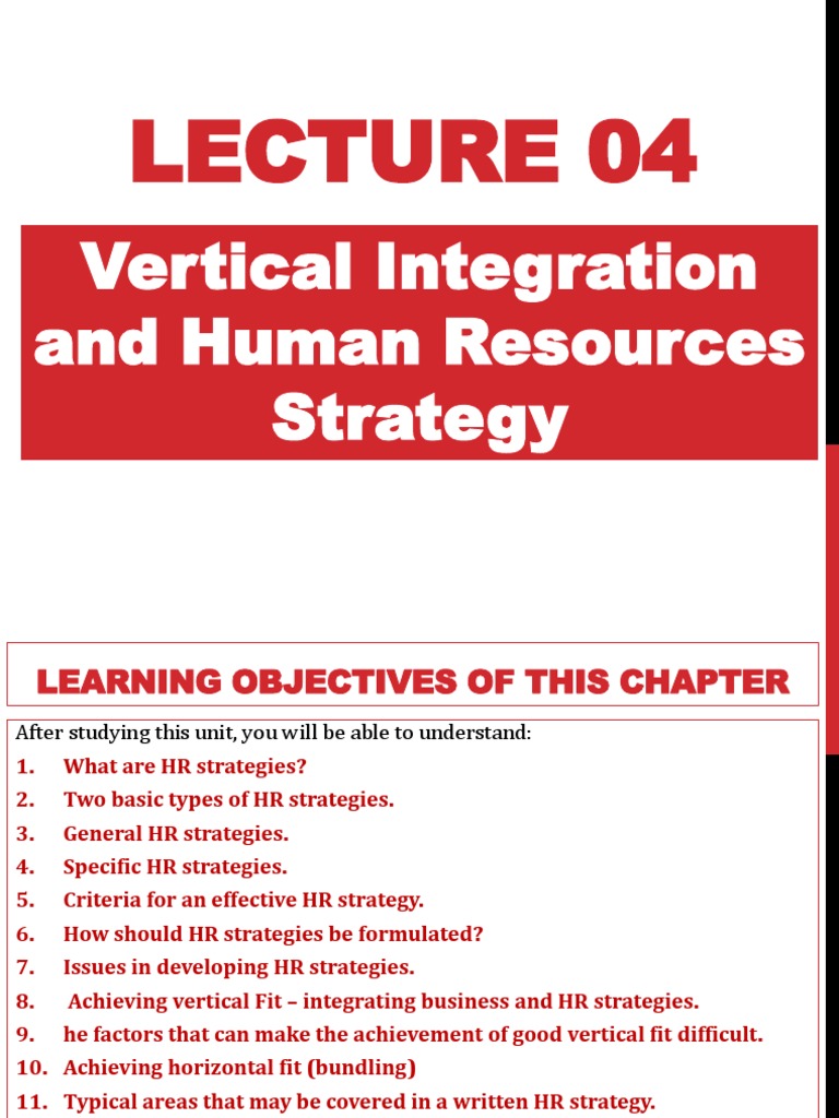 Lecture 4, Vertical Integration and Human Resources Strategy | PDF ...