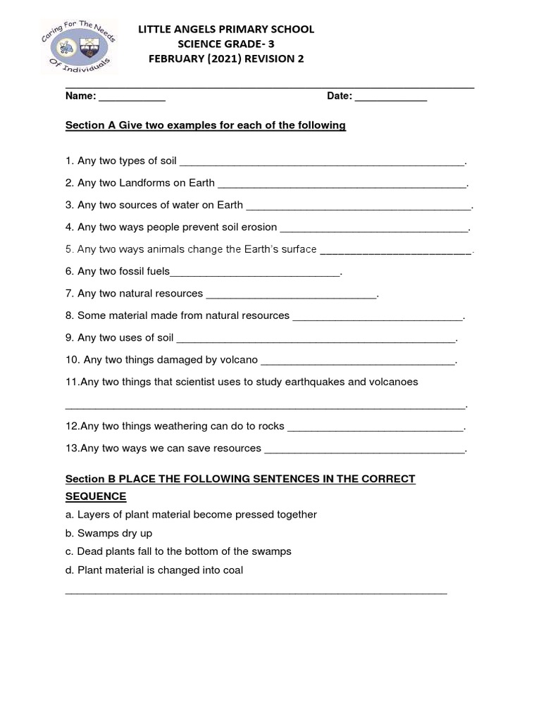 Grade 3 Science Revision 2 | PDF | Soil | Earth