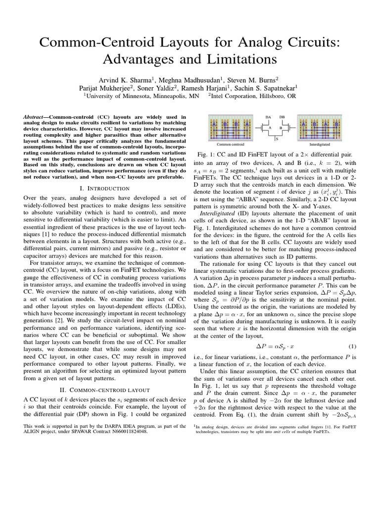Common-Centroid Layouts For Analog Circuits: Advantages and Limitations ...