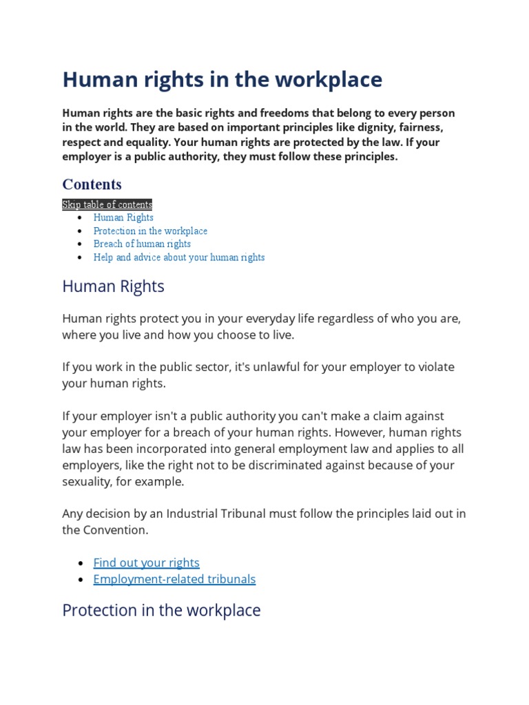 Human Rights in The Workplace | PDF | Human Rights | Rights