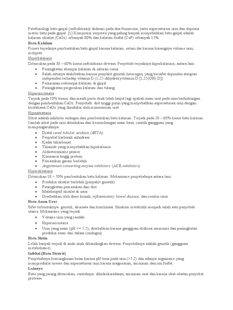 Patofis Nefrolitiasis | PDF | Kesehatan Holistik | Teknologi & Rekayasa