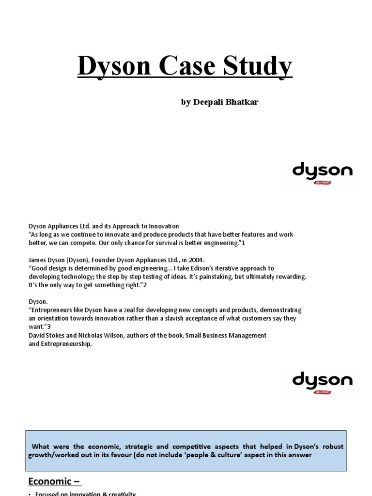 Dyson Case Study - Deepali Bhatkar | PDF | Innovation | Entrepreneurship