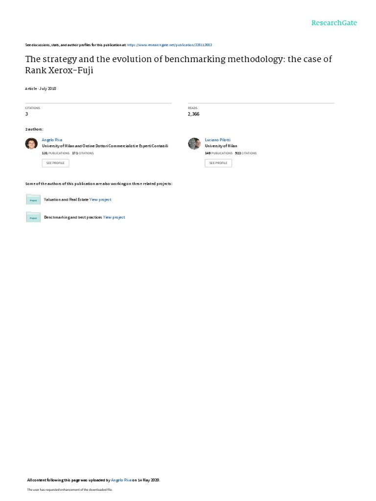 The Strategy and The Evolution of Benchmarking Methodology: The Case of ...