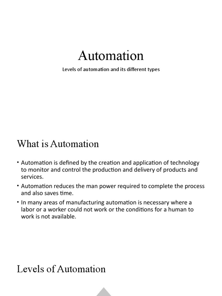 Automation: Levels of Automation and Its Different Types | PDF ...