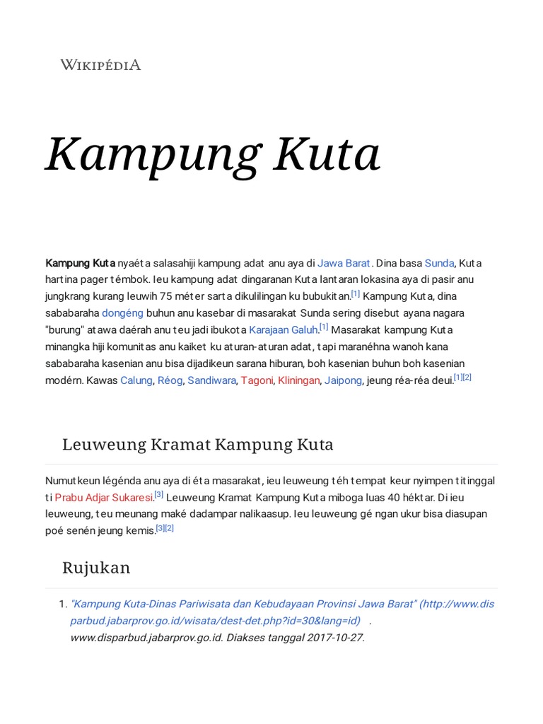 Kampung Kuta - Wikipédia Sunda, Énsiklopédi Bébas | PDF