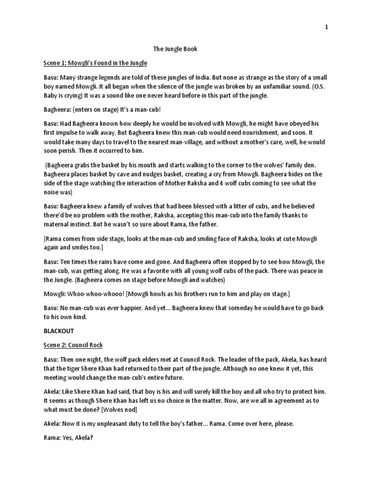 The Jungle Book - Script | PDF | Bagheera | Baloo