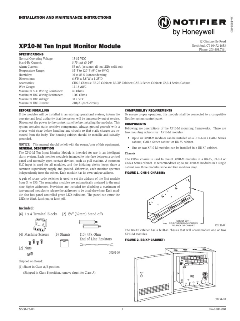 XP10-M Ten Input Monitor Module: Installation and Maintenance ...