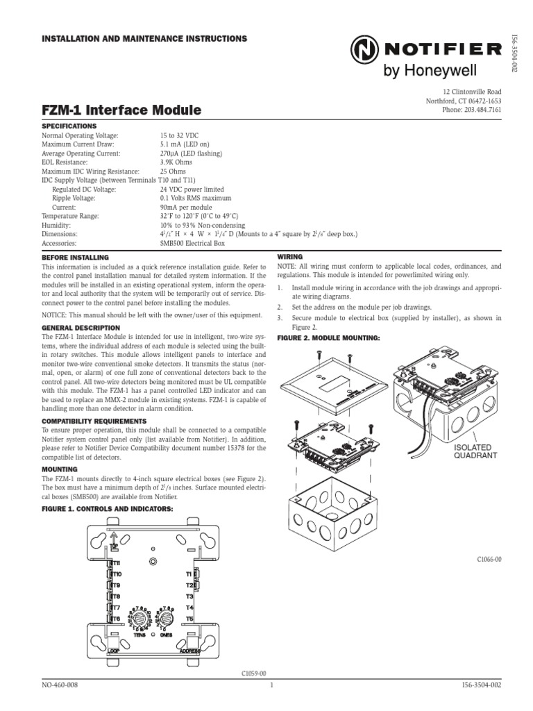 Fzm-1 Interface Module: Installation and Maintenance Instructions | PDF ...