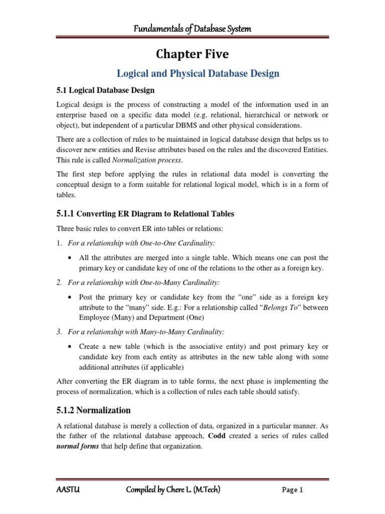 Chapter 5 - Logical and Physical Database Design | PDF | Database Index | Databases