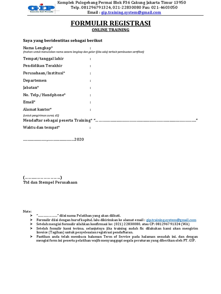 Form Registrasi-Online Training | PDF