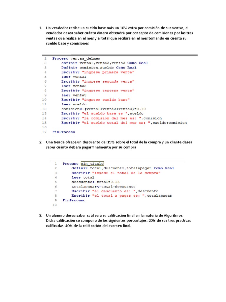 Algoritmo Taller | PDF