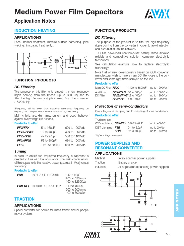 Medium Power Film Capacitors: Application Notes | PDF | Capacitor ...