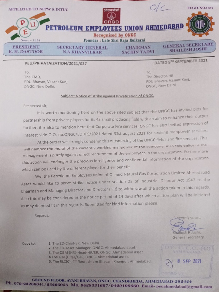 Strike Notice | PDF | Economies | Petroleum Industry