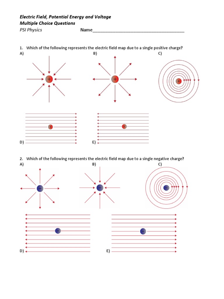 Electric Field and Potential MCQs | PDF | Electric Field | Electric Charge