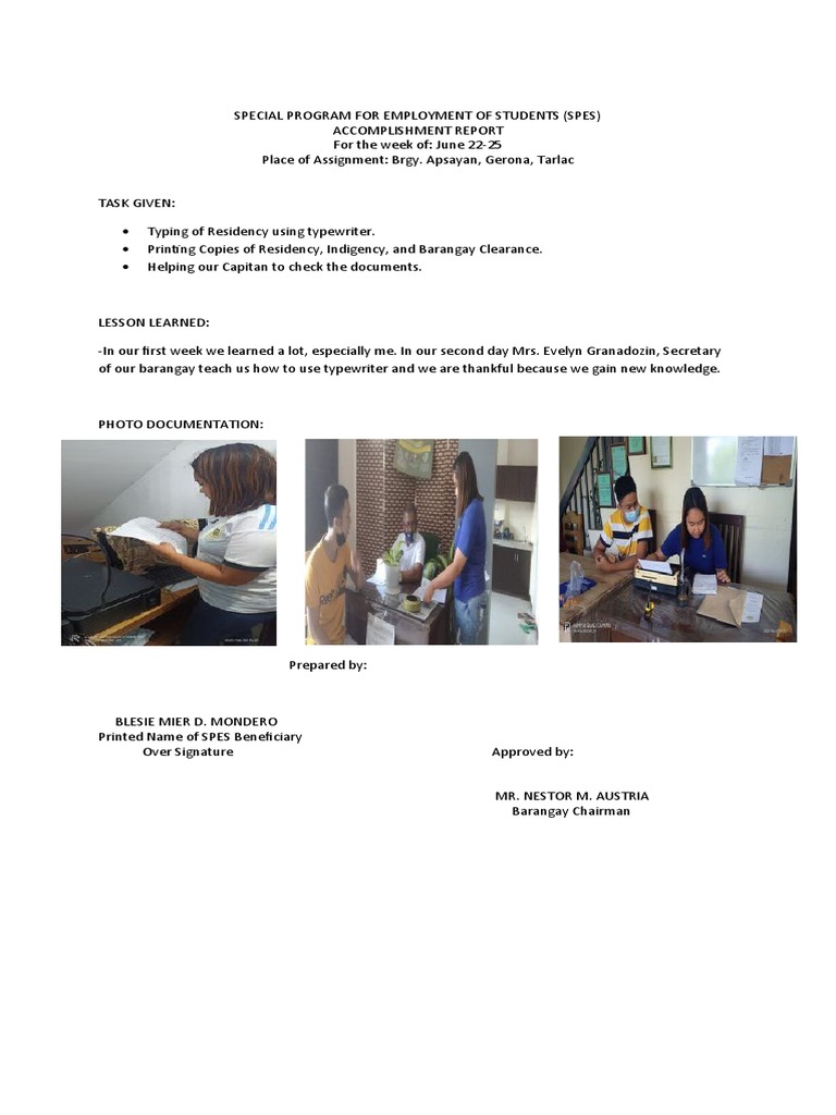 Spes Accomplishment Report 2021 | PDF