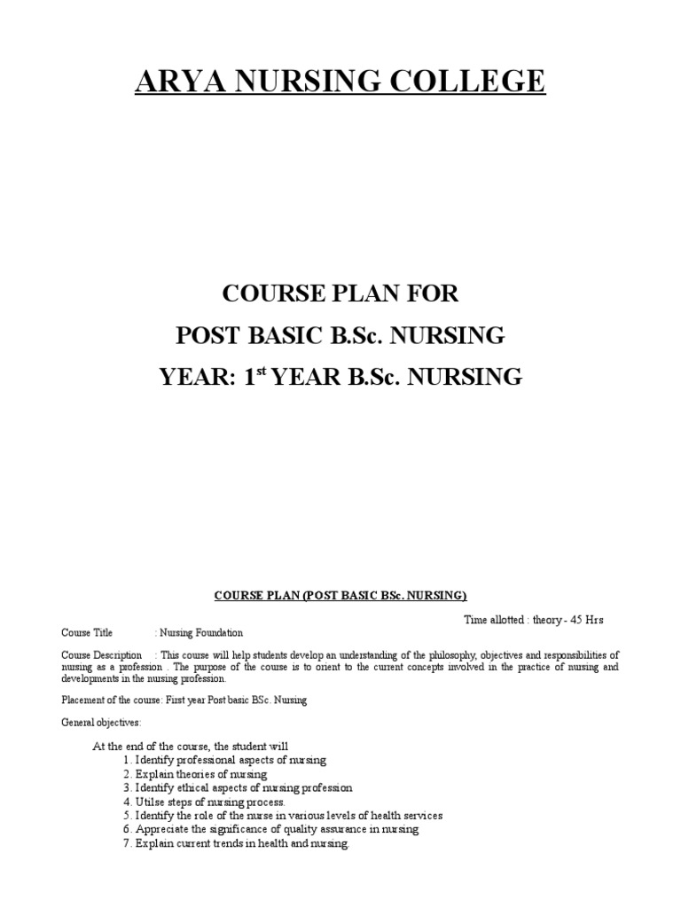 Post Basic B.Sc. Nursing 1st Year Syllabus | PDF | Metabolism | Childbirth