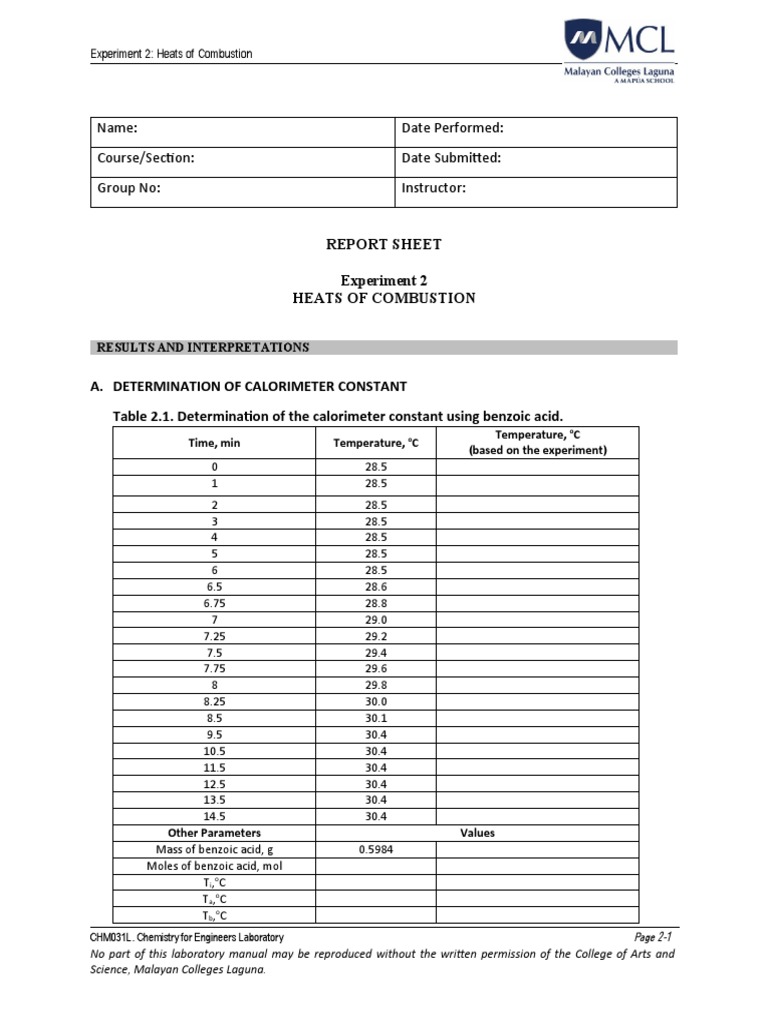 Name: Date Performed: Course/Section: Date Submitted: Group No: Instructor | PDF | Mole (Unit ...