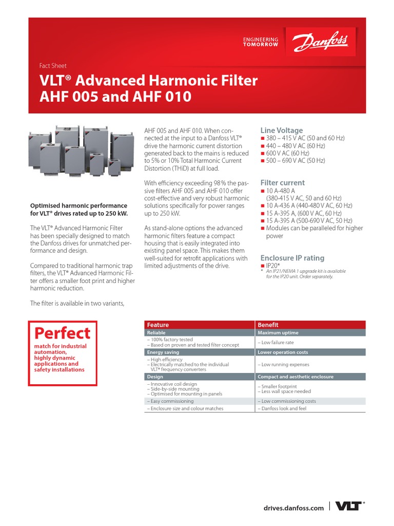 Danfoss AHF 005 Fact Sheet | PDF | Mains Electricity | Physical Quantities