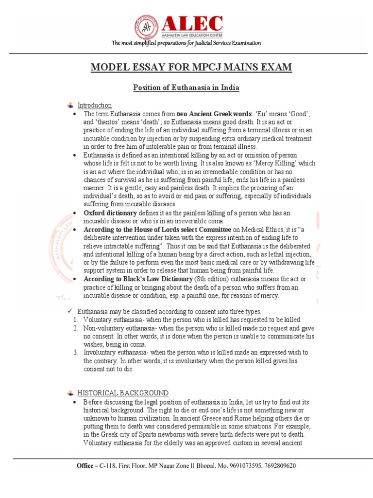 Position of Euthanasia in India | PDF | Applied Ethics | Ethical Principles