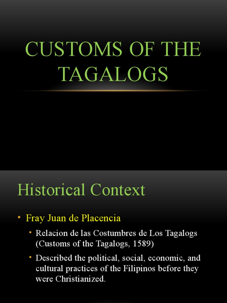 Lecture 4 CUSTOMS OF THE TAGALOGS | PDF