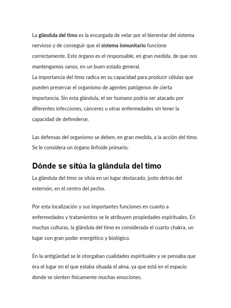 La Importancia De La Glándula Del Timo Y Su Papel En El Sistema