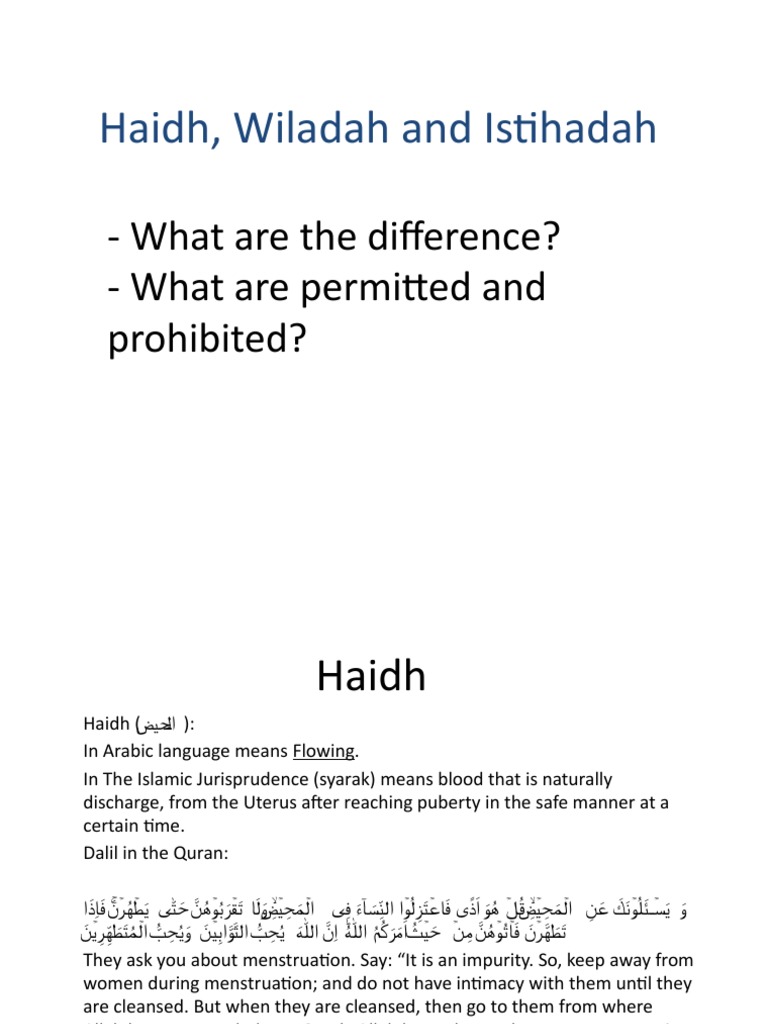 Haidh, Istihadah and Wiladah | PDF | Menstruation | Human Reproduction