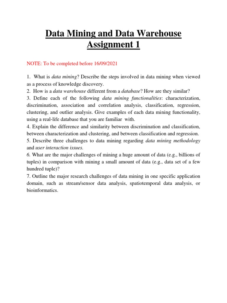 Data Mining Assignment 1 | PDF
