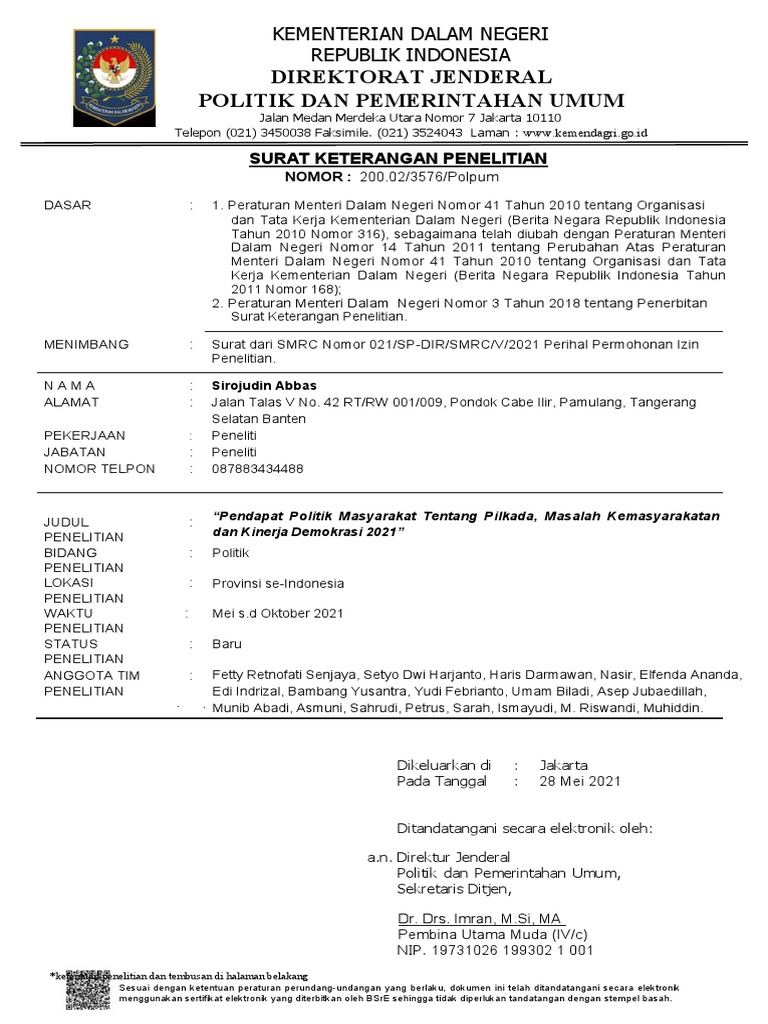 Surat Izin SMRC | PDF