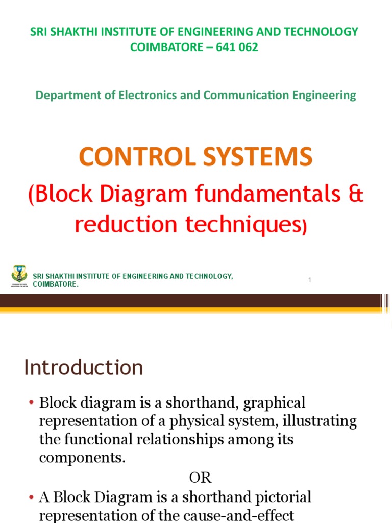 Block Diagram Fundamentals & Reduction Techniques | PDF | Control ...