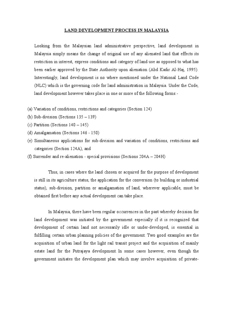 Land Development Process in Malaysia | PDF | Property | Business