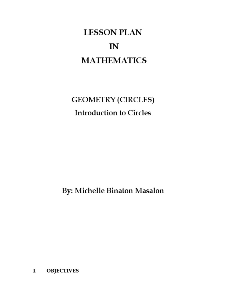 Lesson Plan - CIRCLES | Download Free PDF | Circle | Diameter