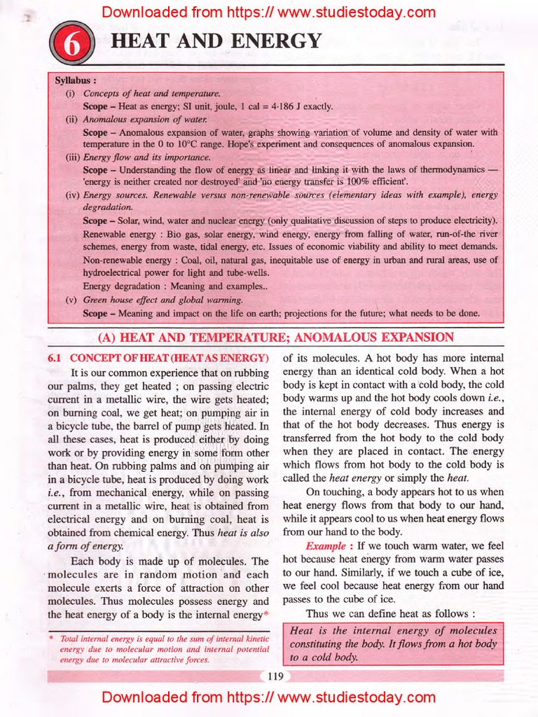 ICSE Class 9 Physics Chapter 06 Heat and Energy | PDF