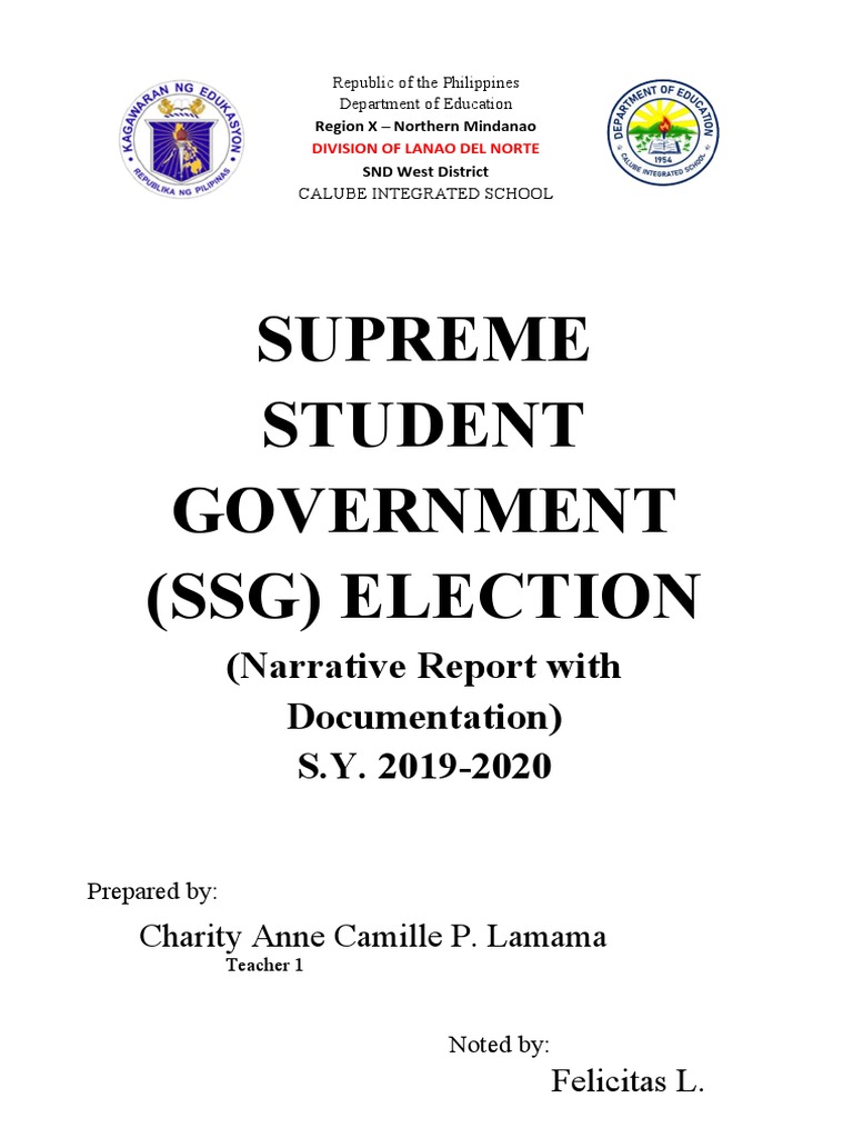 Supreme Student Government (SSG) Election: (Narrative Report With ...